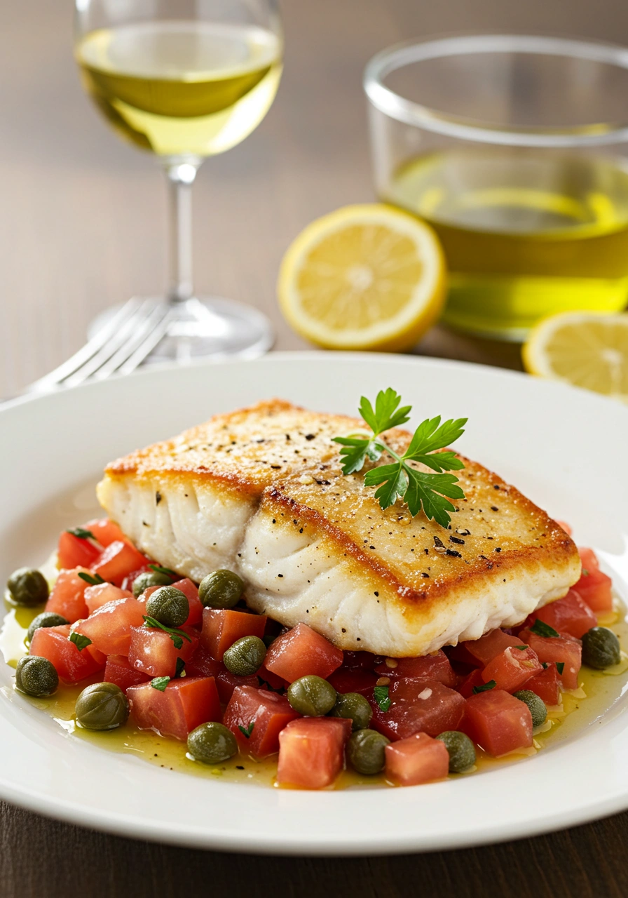 Mediterranean Tomato Caper Fish | Flirt Recipes